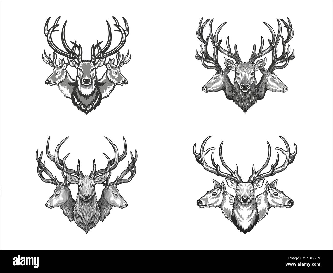 Deer head icon set hi-res stock photography and images - Alamy