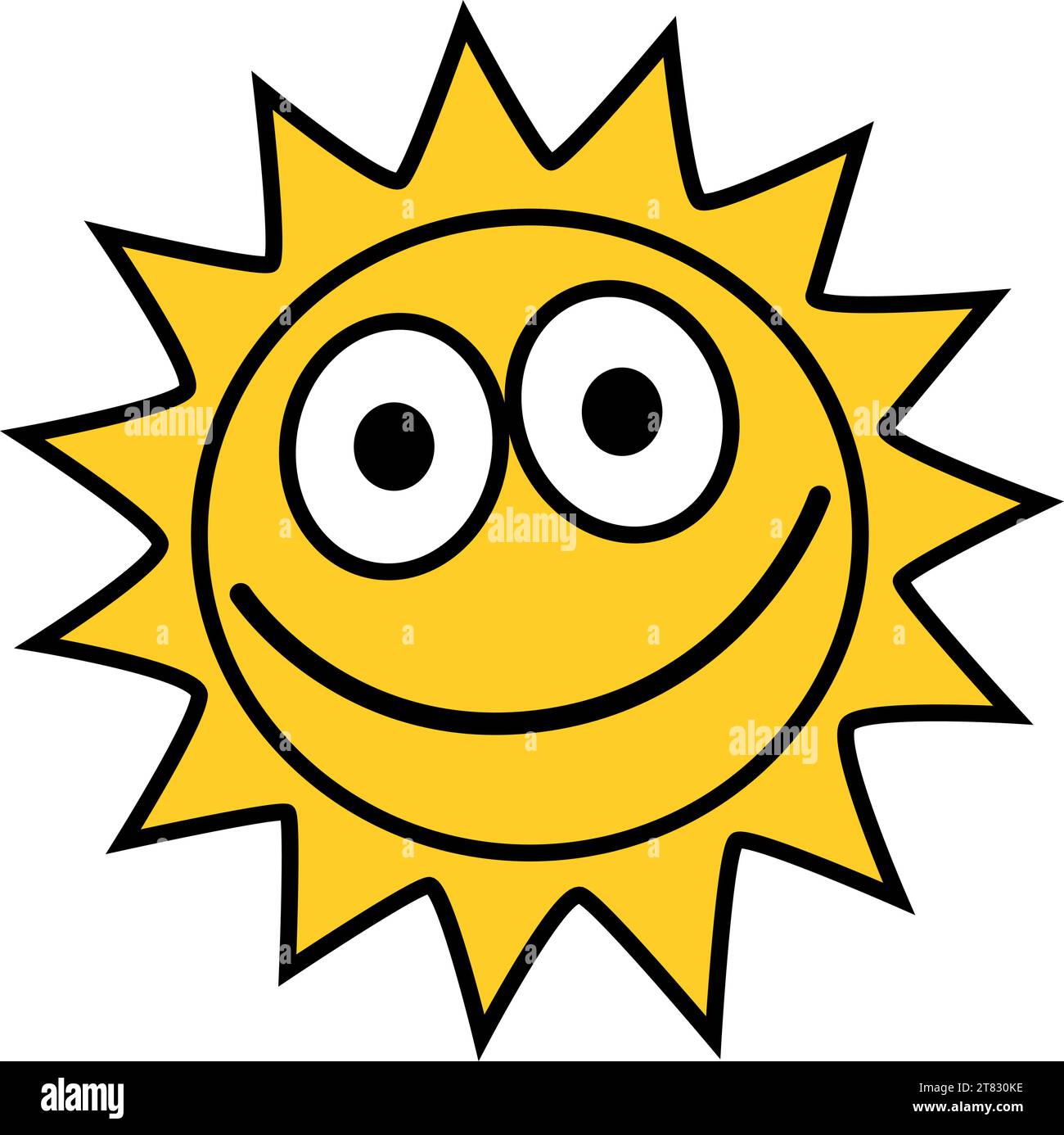 sun - one yellow smiling sun with eyes, color cartoon vector ...