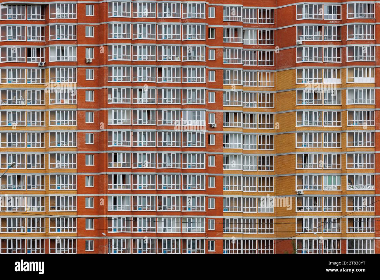 large russian cheap apartment building wall with enormous quantity of ...