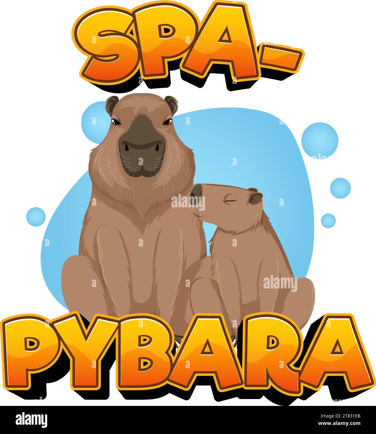 A hilarious cartoon illustration featuring a capybara in a spa-themed ...