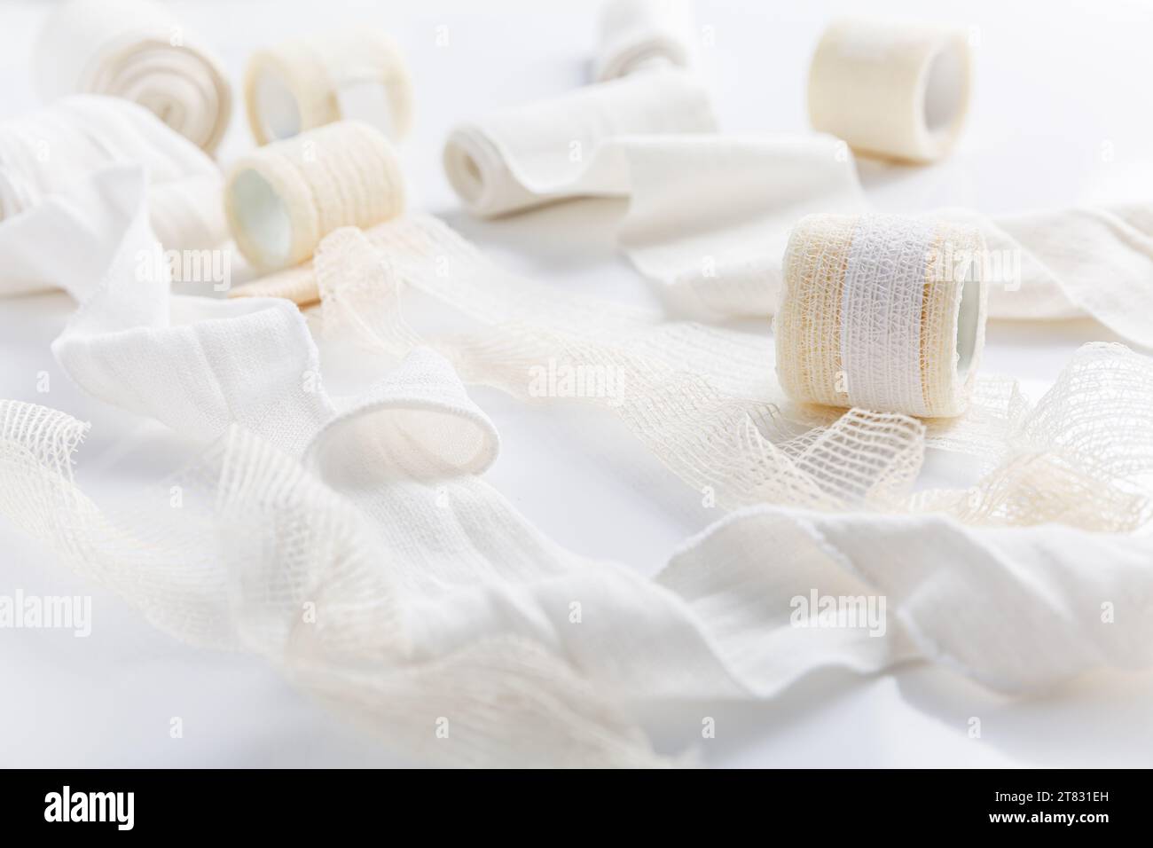 First aid, injury protecting wrapping and wound dressing concept Stock ...