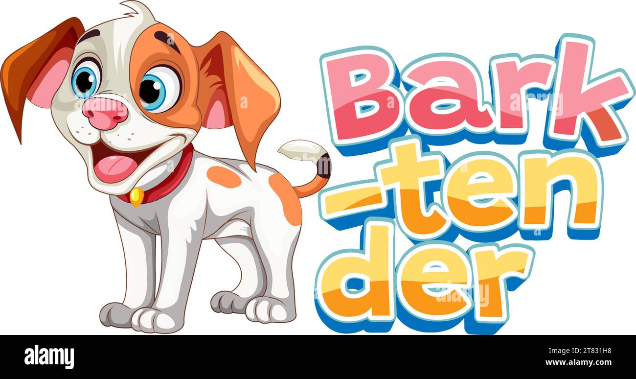 A hilarious cartoon illustration featuring a cute dog as a bartender ...