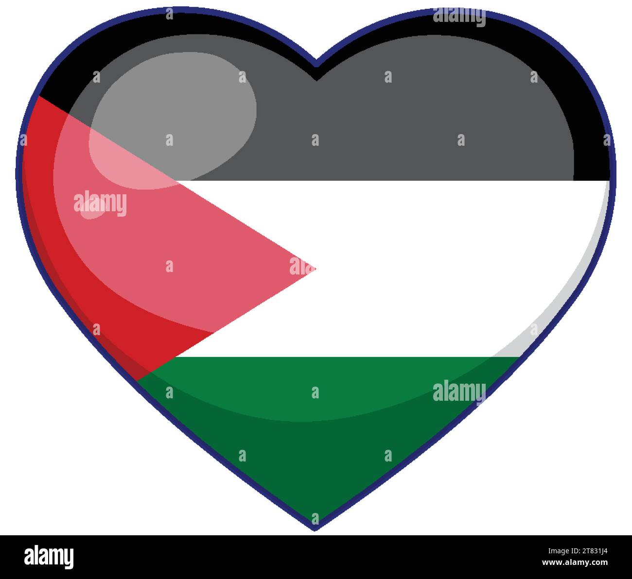A vector cartoon illustration of a heart-shaped Palestine flag Stock ...