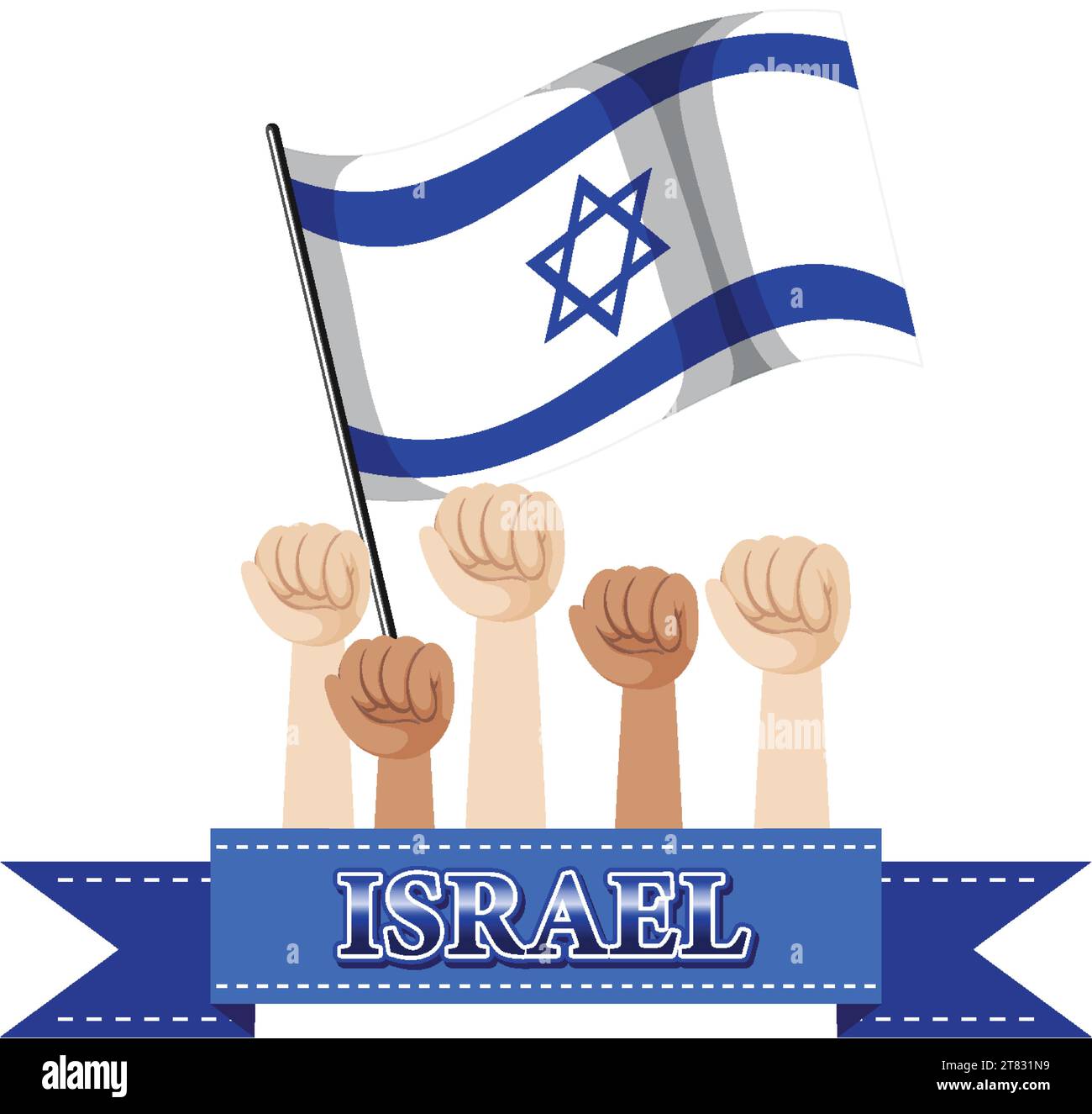 Illustration of a human hand holding the Israel flag, promoting peace ...