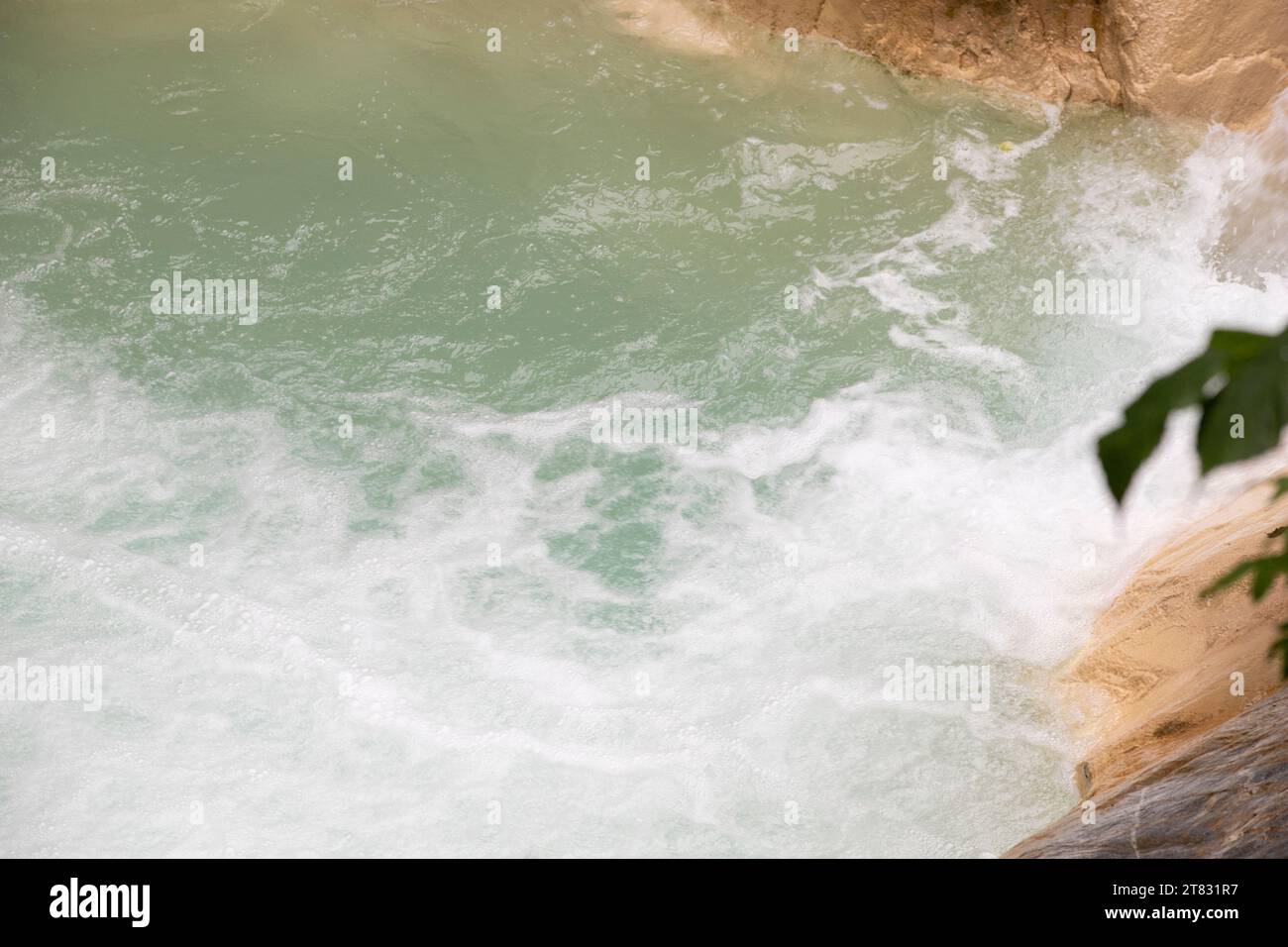 Blue lake in Giresun. The river flows blue due to soda water. Kuzalan ...