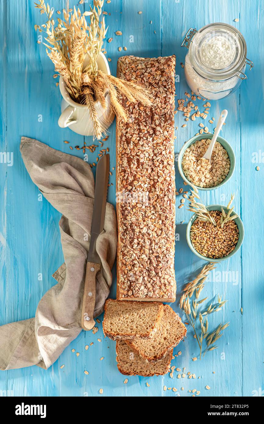 Homemade bran bread for perfect and healthy breakfast.. Wholegrain ...