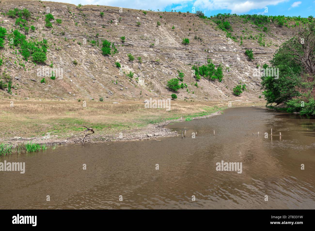 Landscape with river and rocky hillside in the summer Stock Photo - Alamy