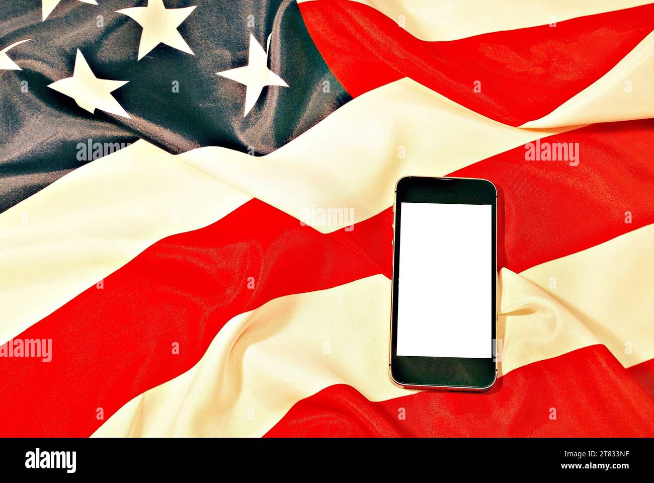 Smartphone and Us flag Stock Photo - Alamy