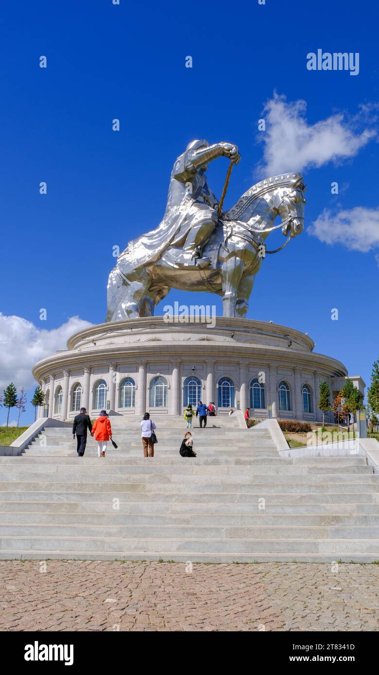 Equestrian statue of Genghis Khan on the bank of the Tuul River at ...