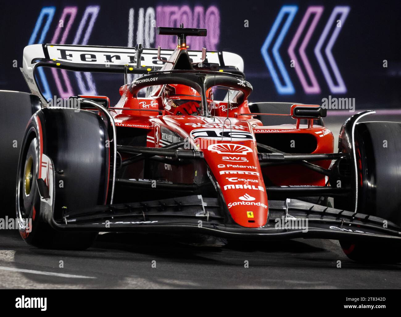 LAS VEGAS - Charles Leclerc (Ferrari) during qualifying prior to the ...