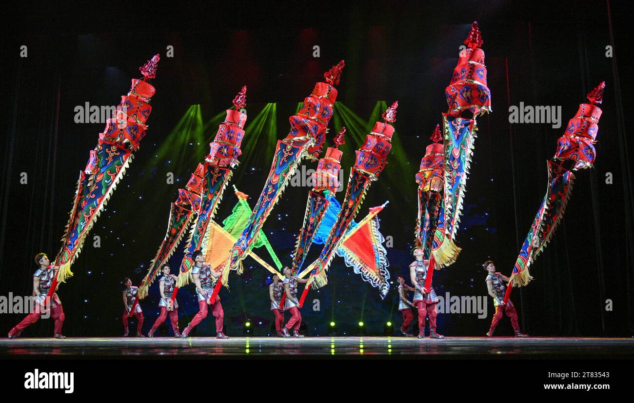 Beijing, China. 17th Nov, 2023. Actors perform during an acrobatic show ...