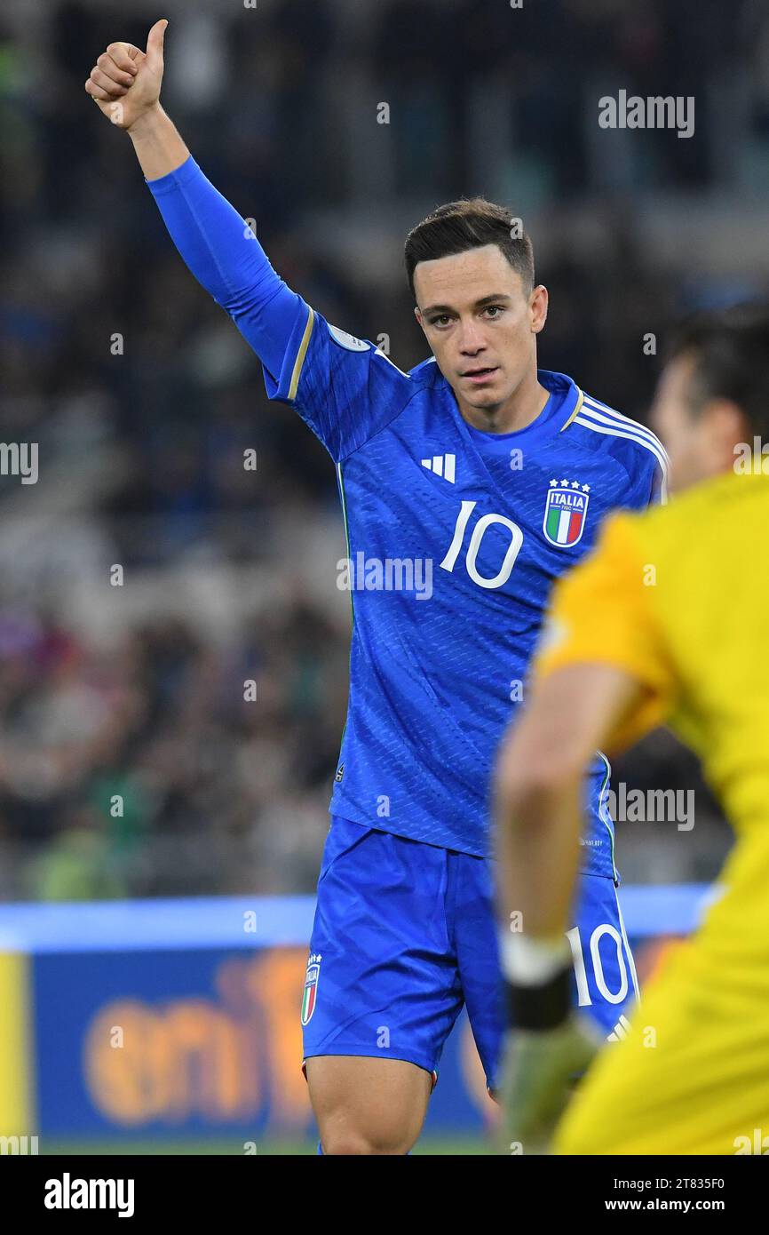 Giacomo Raspadori of Italy during football match Euro 2024 qualifying ...