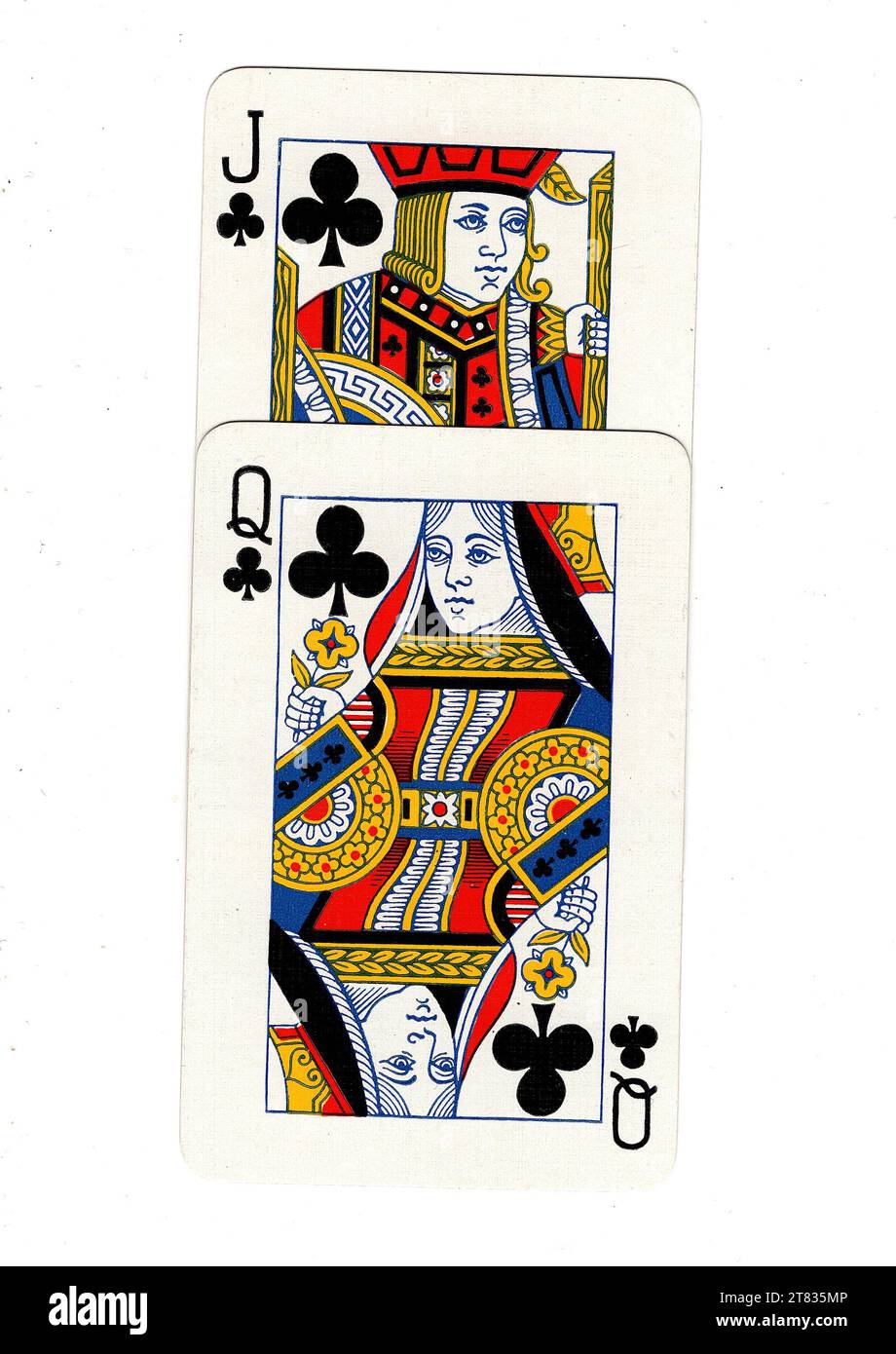 A pontoon hand of vintage playing cards showing a jack and queen of ...