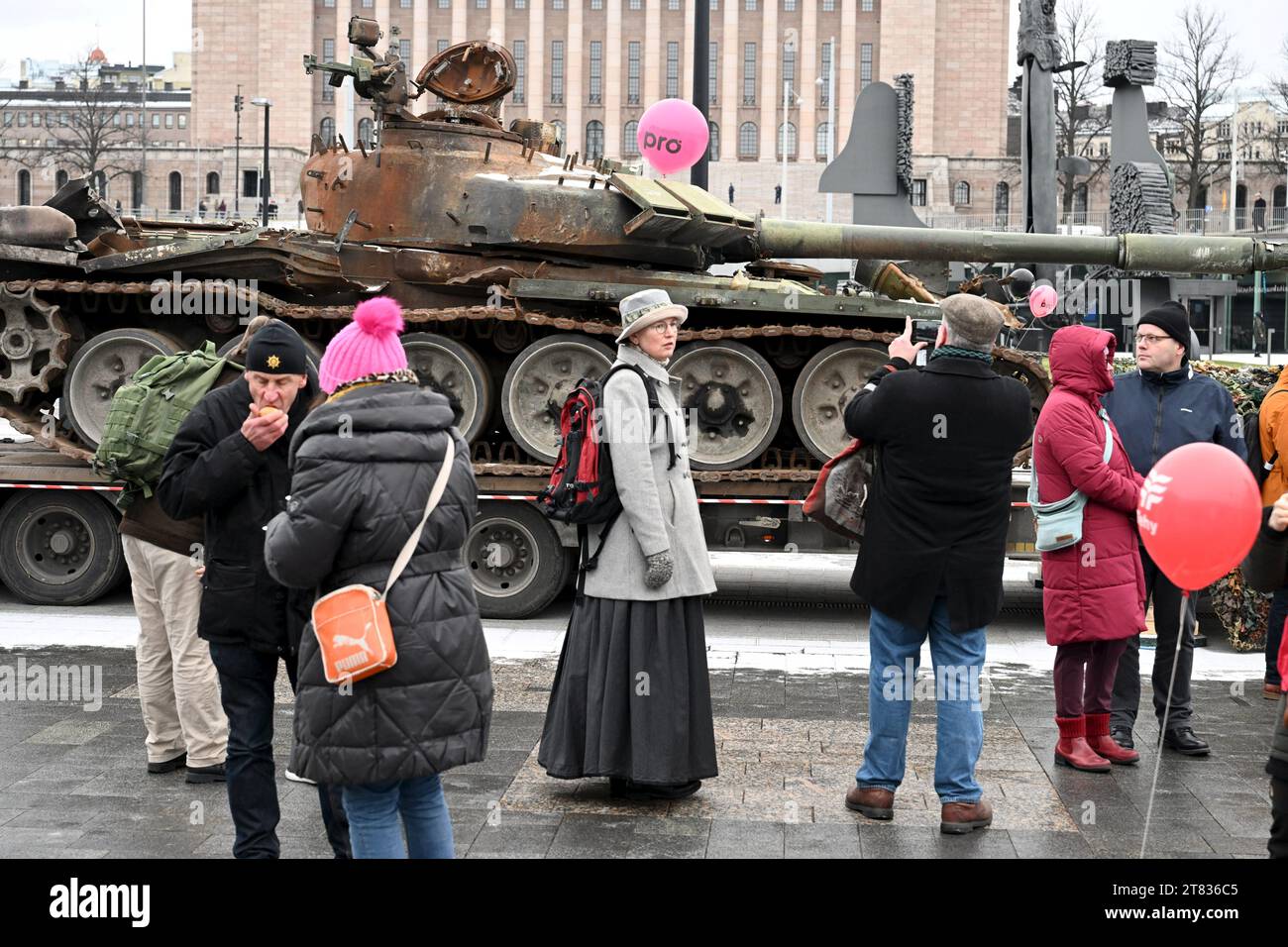Helsinki, Finland. 18th Nov, 2023. Russian T-72 B3 tank destroyed by ...
