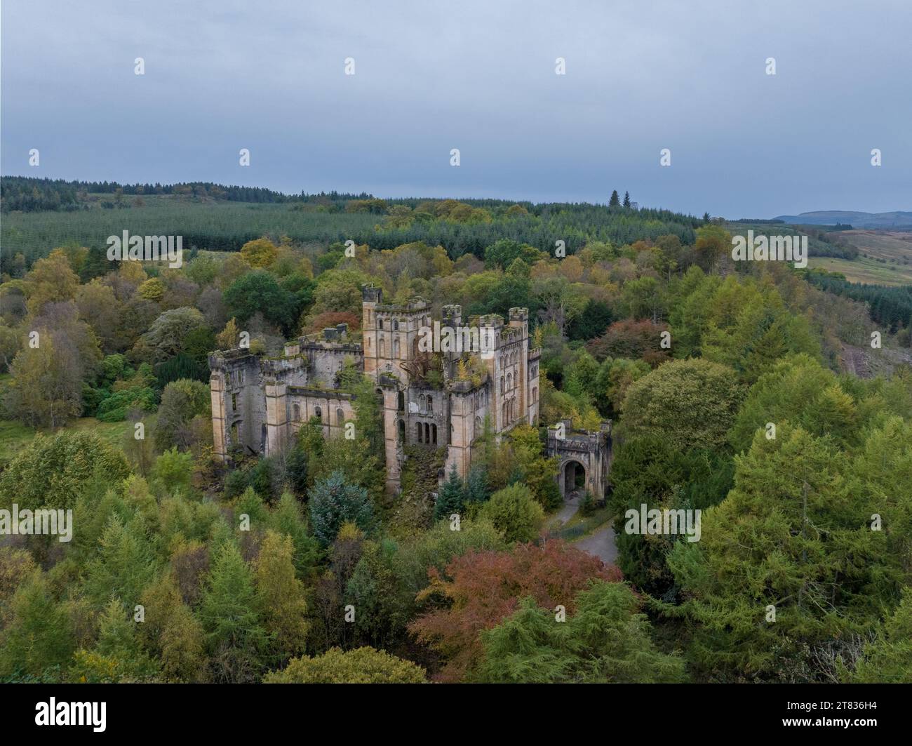 Lennow Castle near Glasgow in Scotland. Abandoned and ruined castle on ...