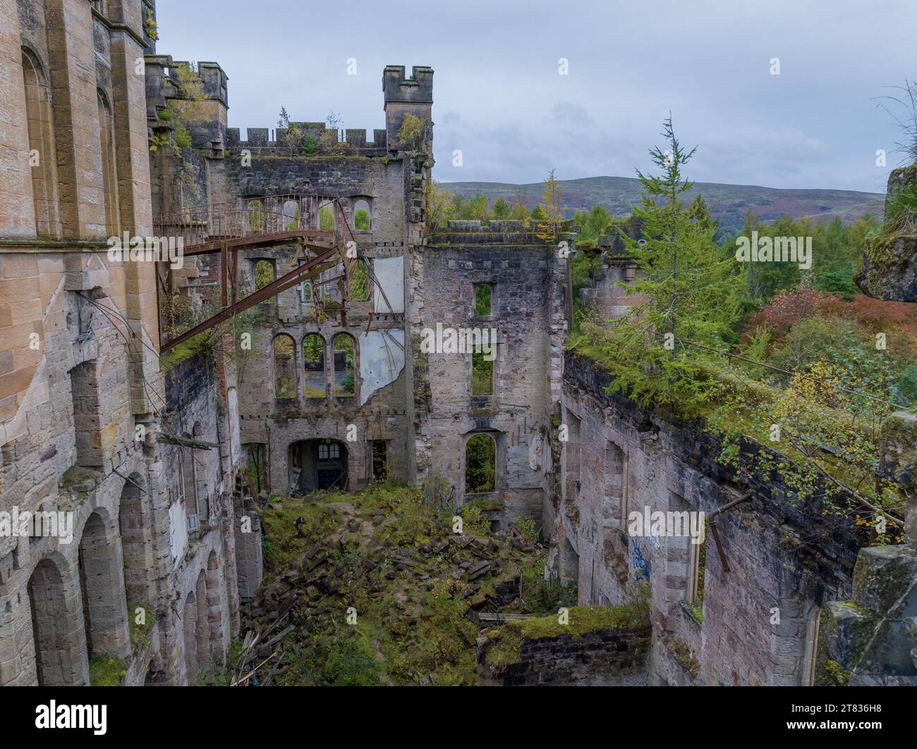 Lennow Castle near Glasgow in Scotland. Abandoned and ruined castle on ...