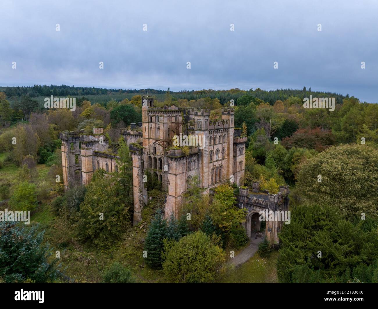 Lennow Castle near Glasgow in Scotland. Abandoned and ruined castle on ...