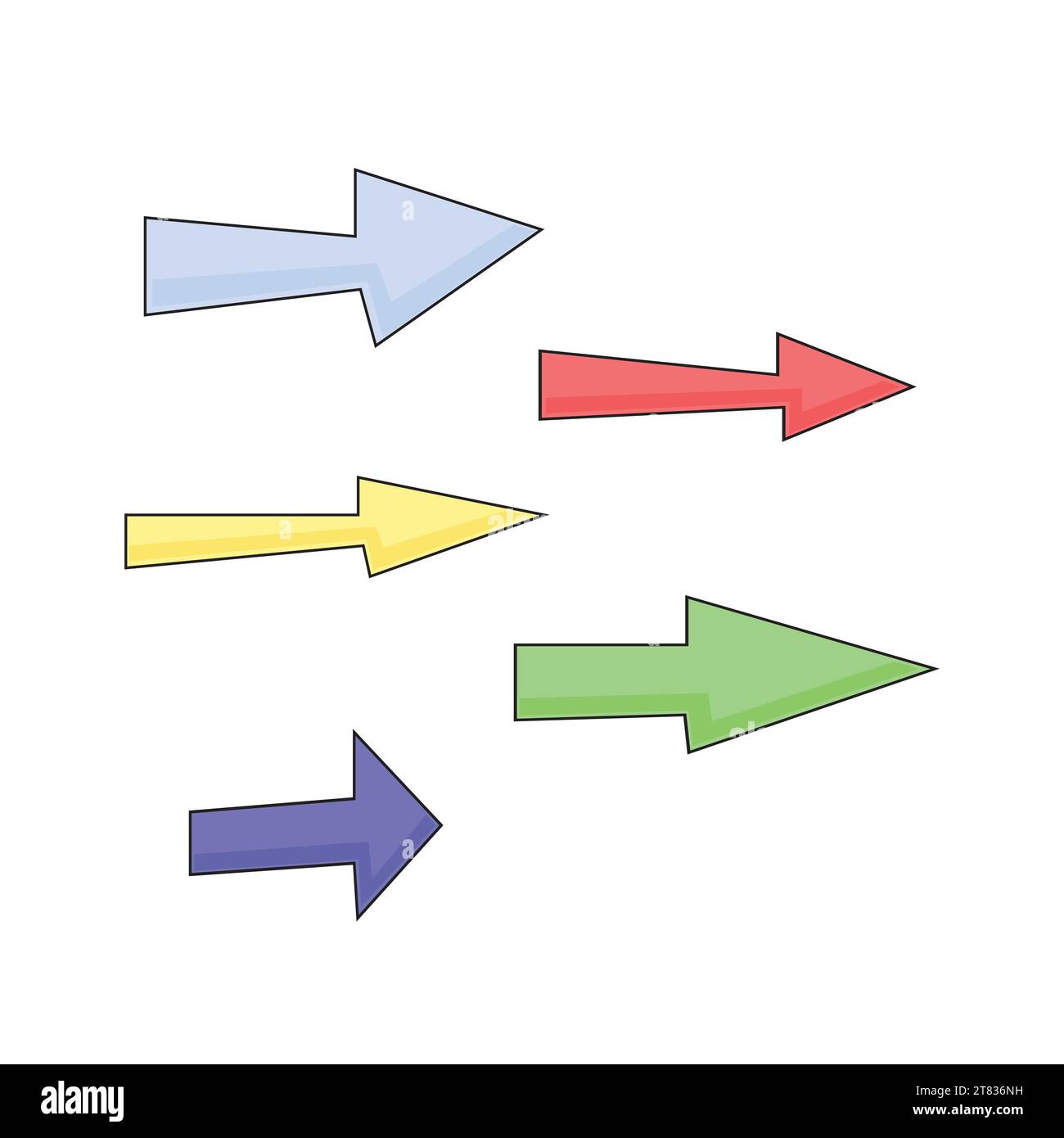 Colorful doodle retro style arrows. Colorful direction signs in cartoon ...