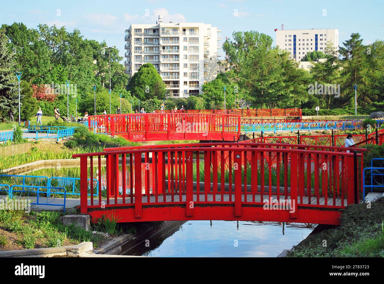 Metal concrete stone bridge with rails over the river Stock Photo - Alamy