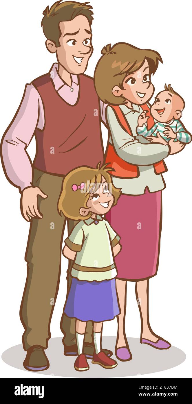 Cartoon Characters In Different Ages.extended family.Illustration of a ...