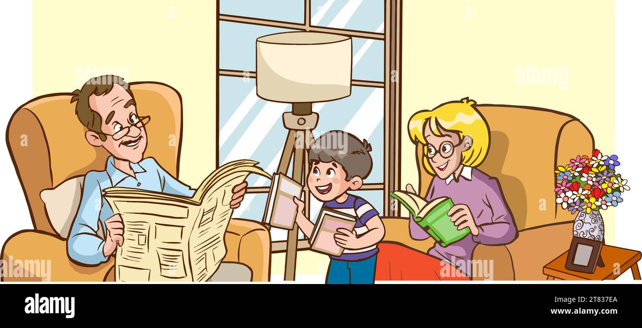 Woman reading girl book vector kid school hi-res stock photography and ...