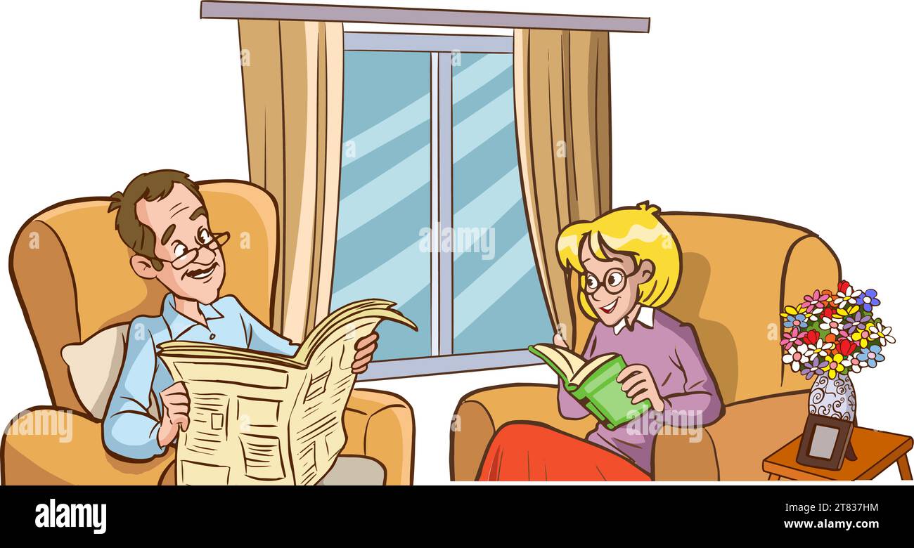 family reading book and kids cartoon vector Stock Vector Image & Art ...