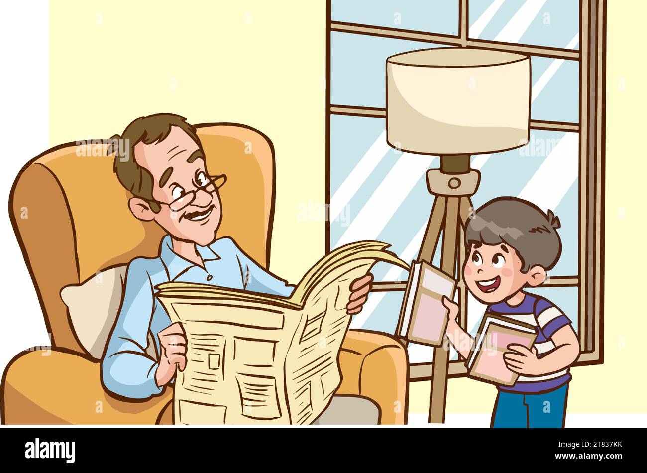 family reading book and kids cartoon vector Stock Vector Image & Art ...