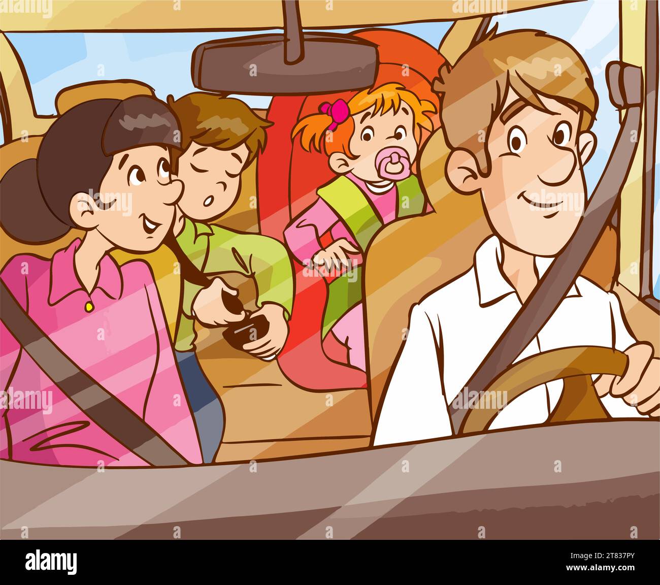 Dog in car on Stock Vector Images - Alamy