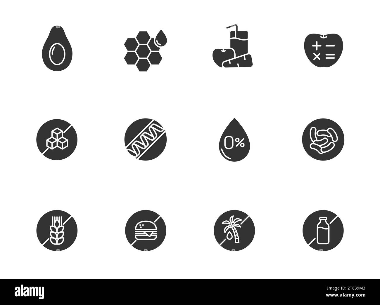 healthy food glyph icons isolated Stock Vector Image & Art - Alamy