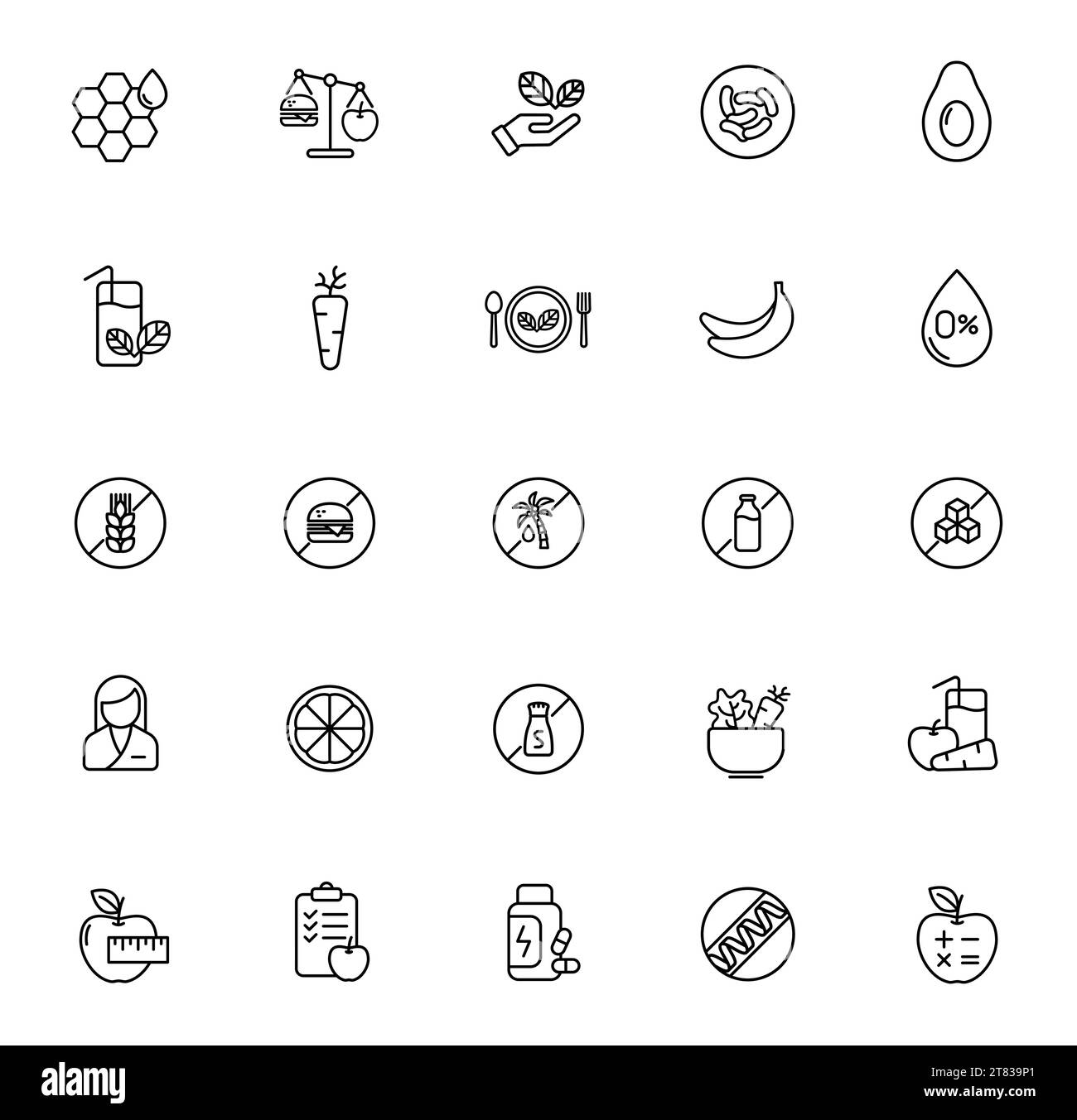 healthy food outline icons isolated Stock Vector Image & Art - Alamy