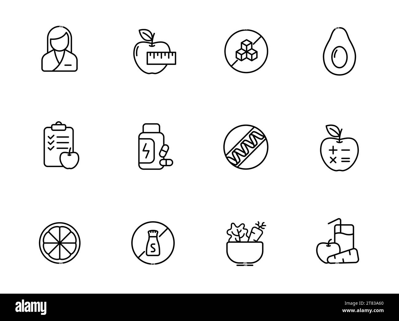 healthy food outline icons isolated Stock Vector Image & Art - Alamy