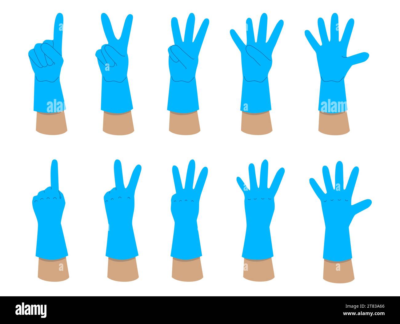 Illustration of numerical gestures with a rubber-gloved hand. Vector ...