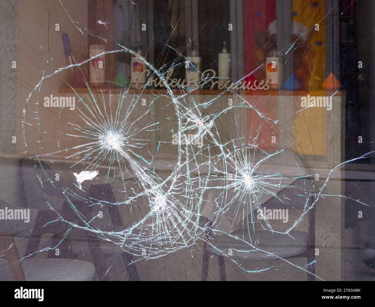 Grenoble, France - October 1, 2023: Consequences of vandalism - a ...