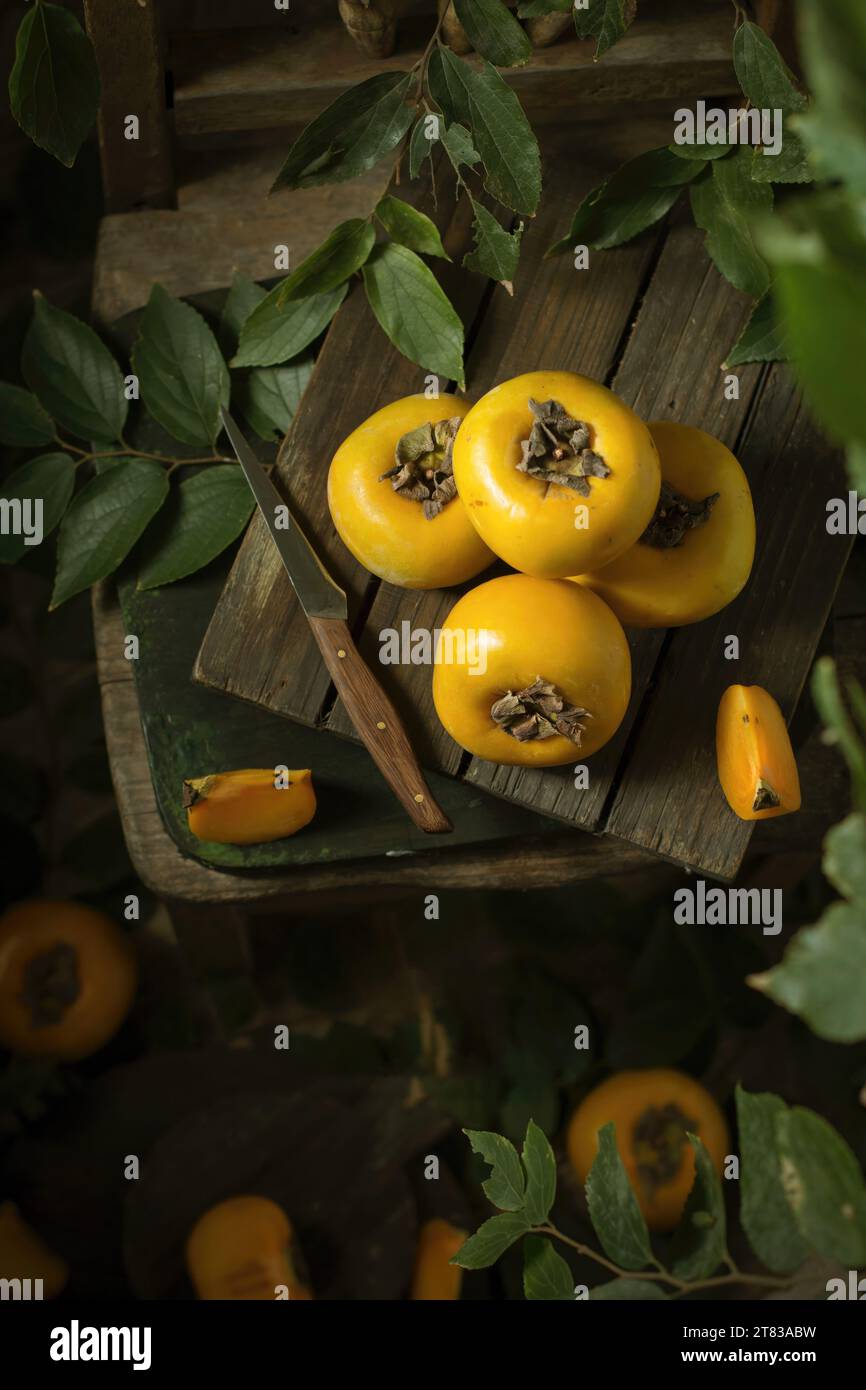 Japanese persimmon varieties, Vietnam fresh peach hi res photo Stock ...