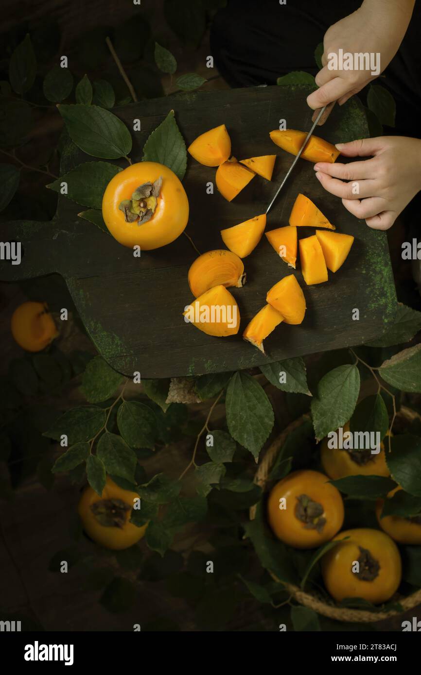 Japanese persimmon varieties, Vietnam fresh peach hi res photo Stock ...