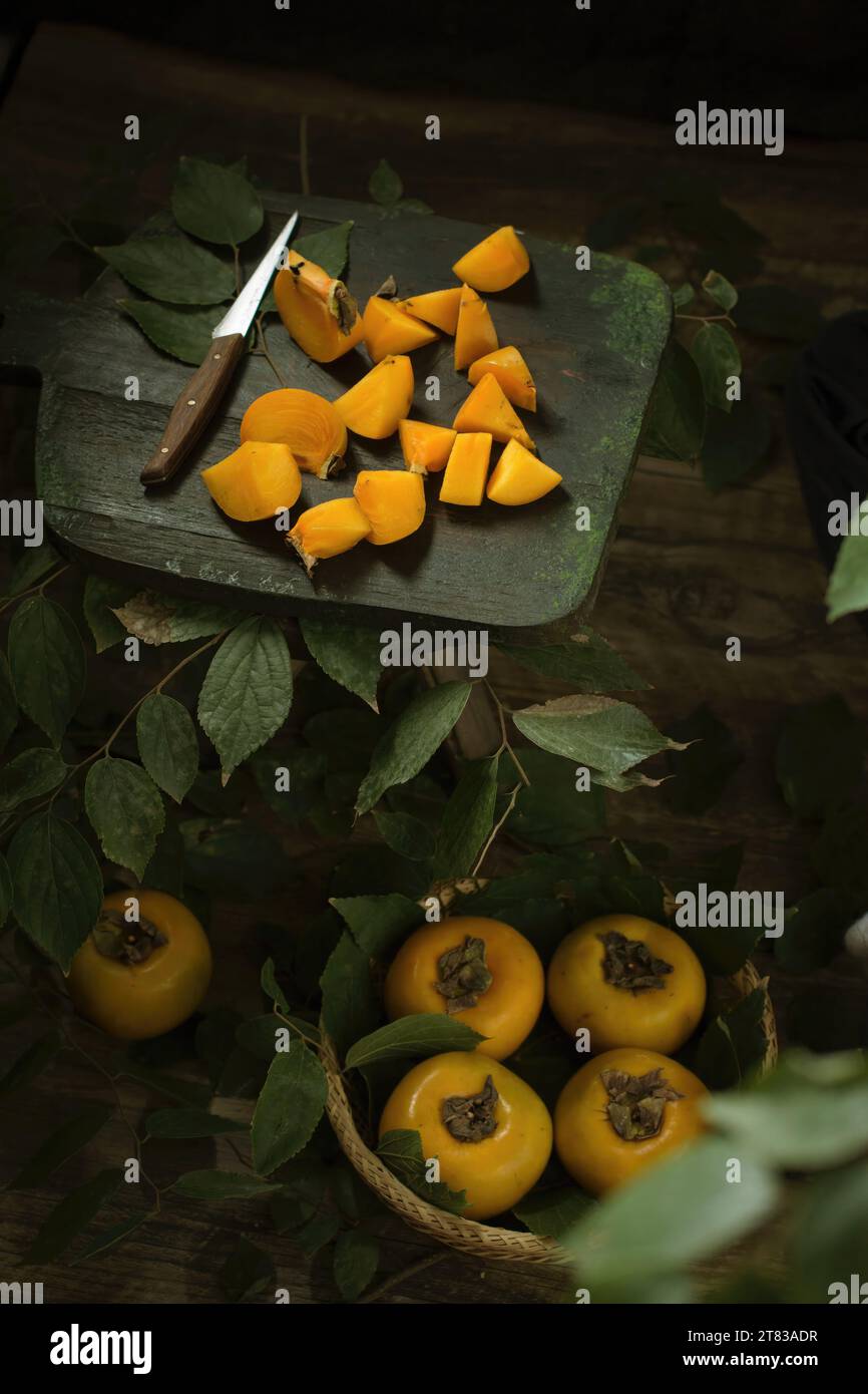 Japanese persimmon varieties, Vietnam fresh peach hi res photo Stock ...