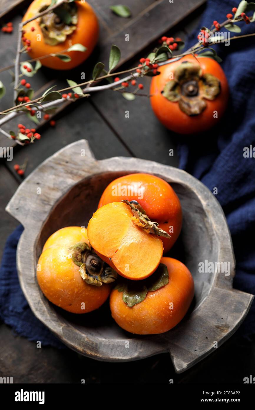 Japanese persimmon varieties, Vietnam fresh peach hi res photo Stock ...