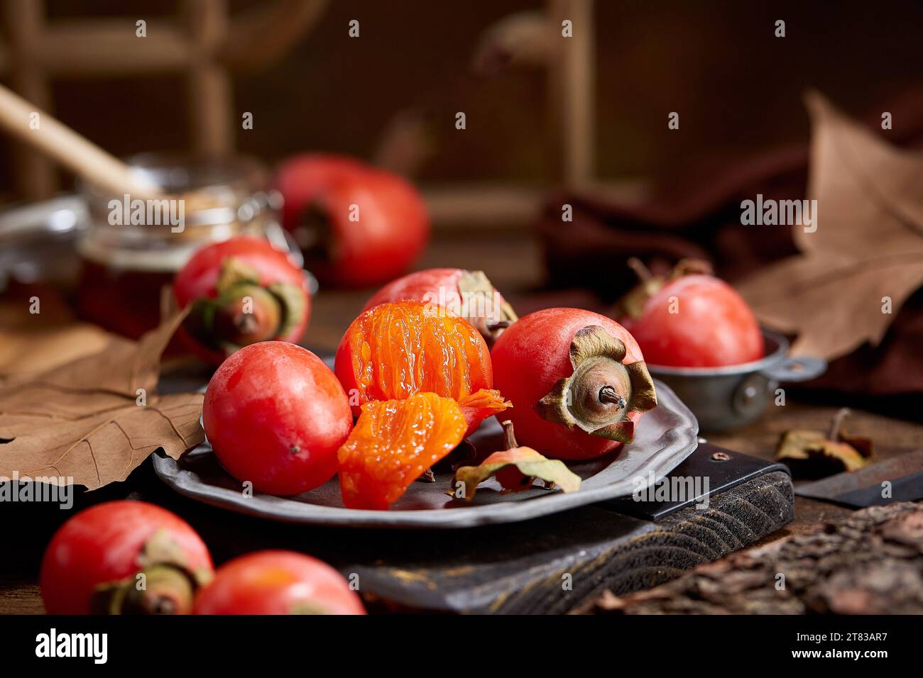 Japanese persimmon varieties, Vietnam fresh peach hi res photo Stock ...