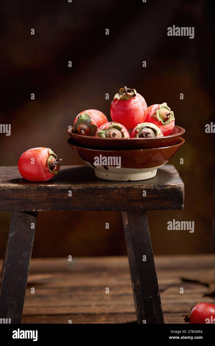 Japanese persimmon varieties, Vietnam fresh peach hi res photo Stock ...
