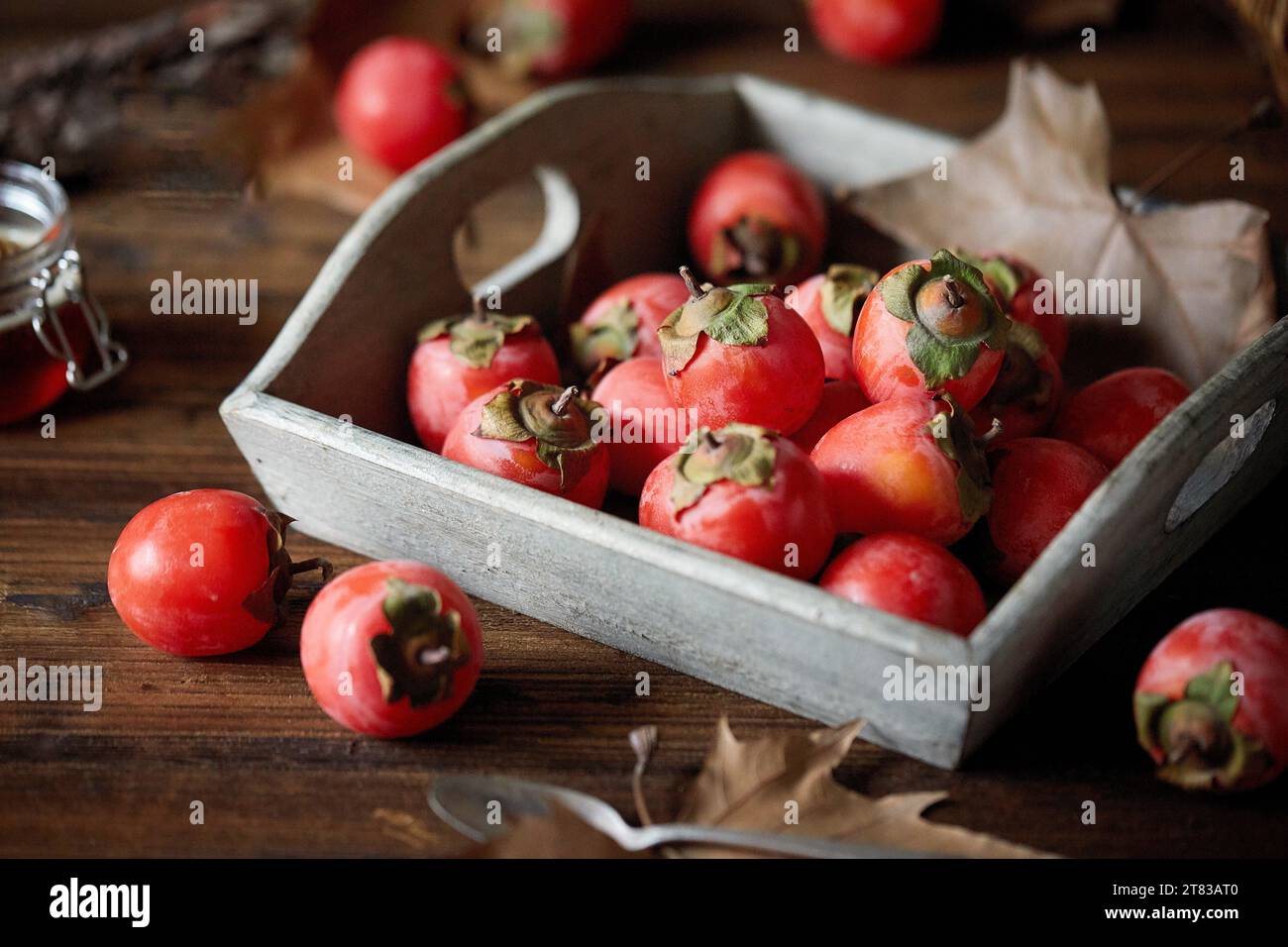 Japanese persimmon varieties, Vietnam fresh peach hi res photo Stock ...