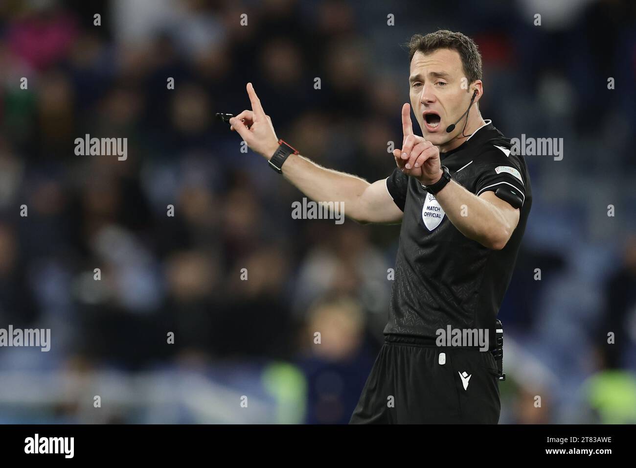 German referee Felix Zwayer gesticulate during the Euro 2024 Qualifier ...
