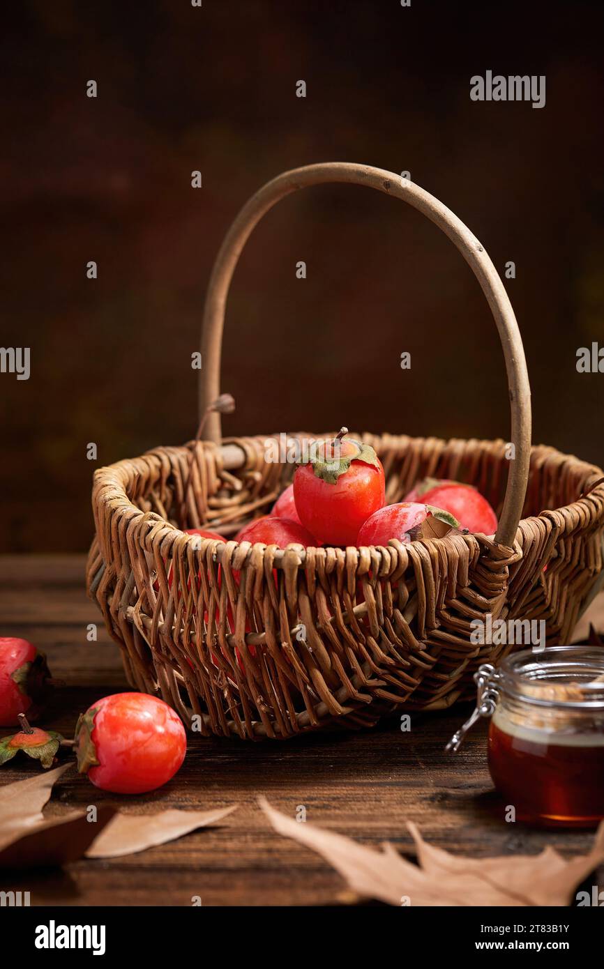 Japanese persimmon varieties, Vietnam fresh peach hi res photo Stock ...