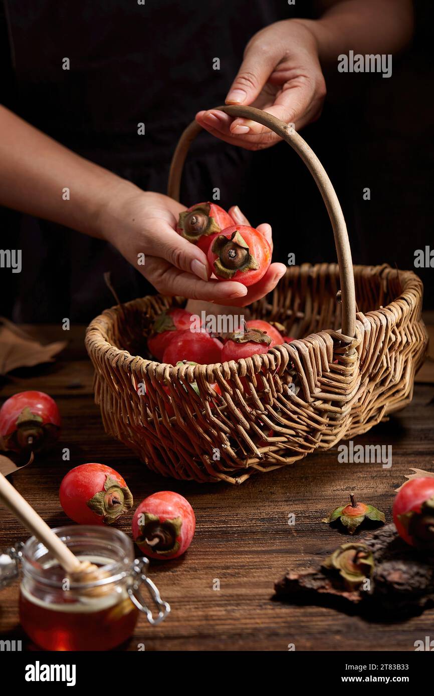 Japanese persimmon varieties, Vietnam fresh peach hi res photo Stock ...