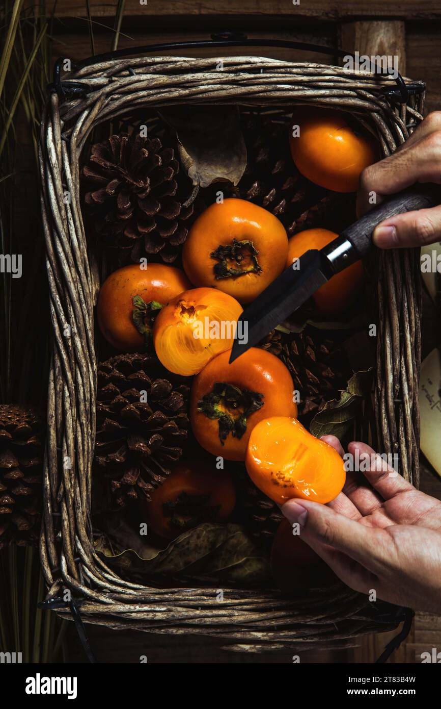 Japanese persimmon varieties, Vietnam fresh peach hi res photo Stock ...