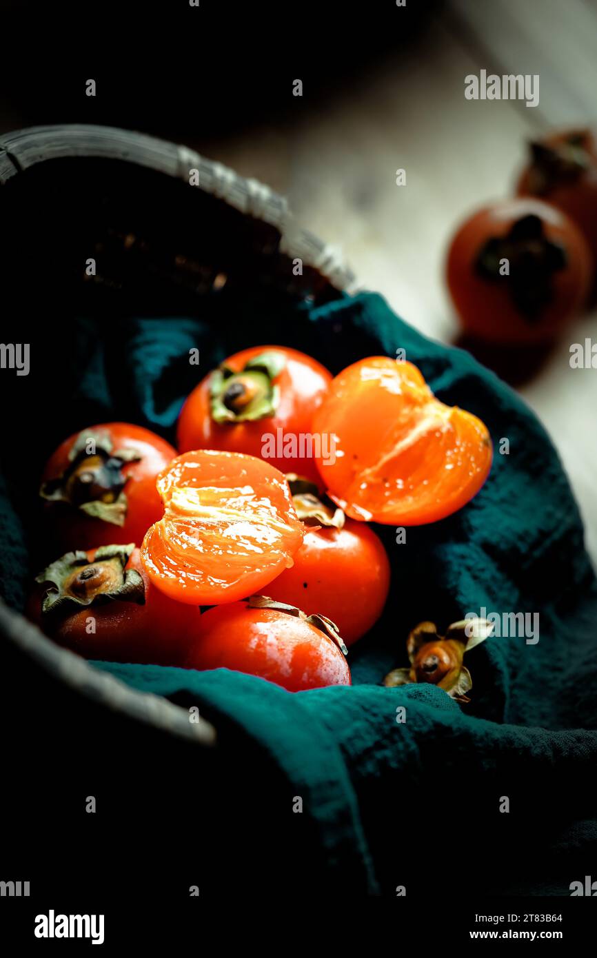 Japanese persimmon varieties, Vietnam fresh peach hi res photo Stock ...