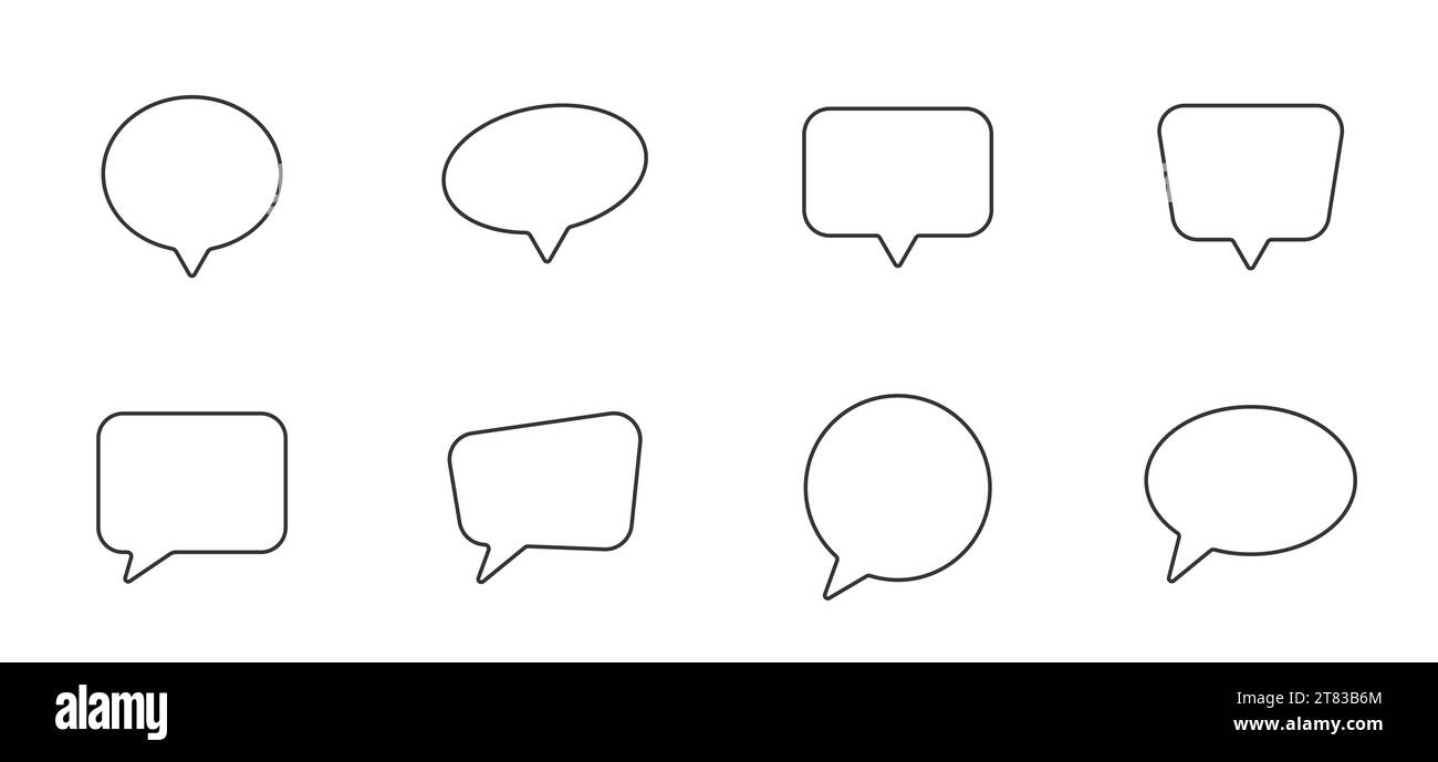 Text bubbles with black outline Black and White Stock Photos & Images ...