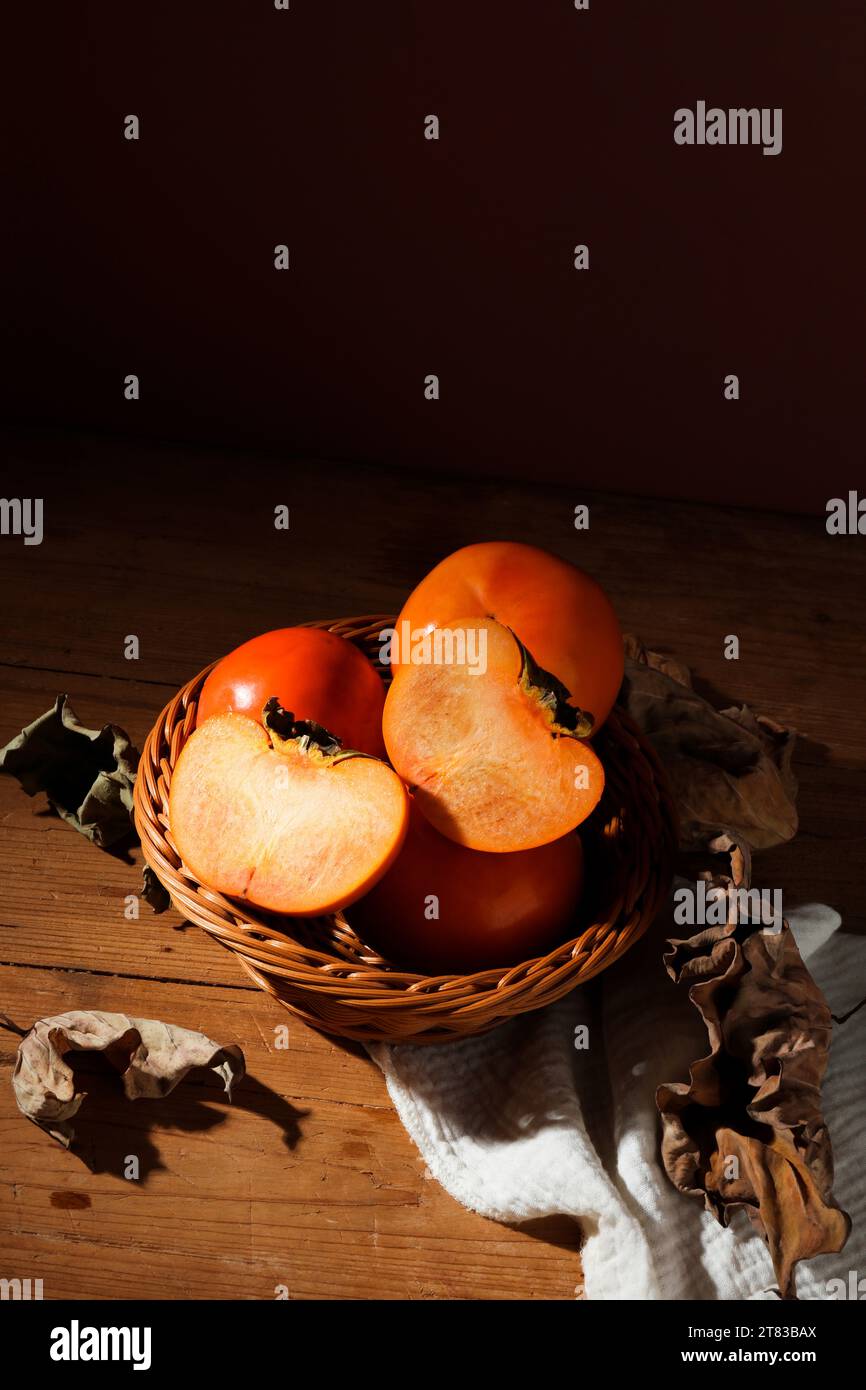 Japanese persimmon varieties, Vietnam fresh peach hi res photo Stock ...