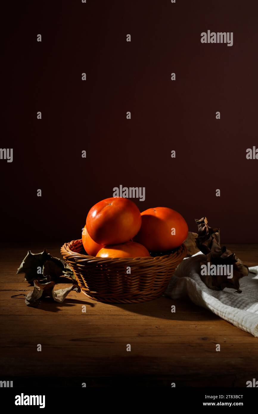 Japanese persimmon varieties, Vietnam fresh peach hi res photo Stock ...