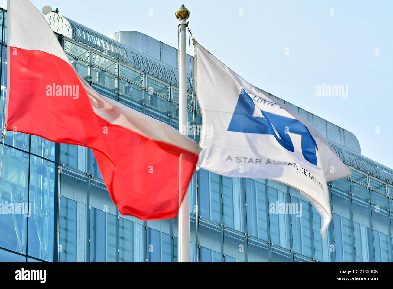 Warsaw,Poland. 5 March 2018. Sign LOT. Company signboard LOT. Polish ...