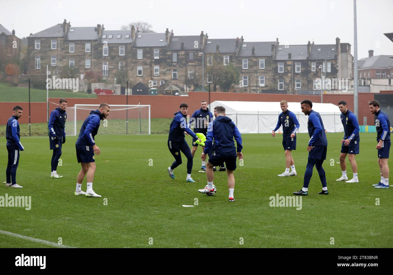 Scotland players in action during a training session at Lesser Hampden ...